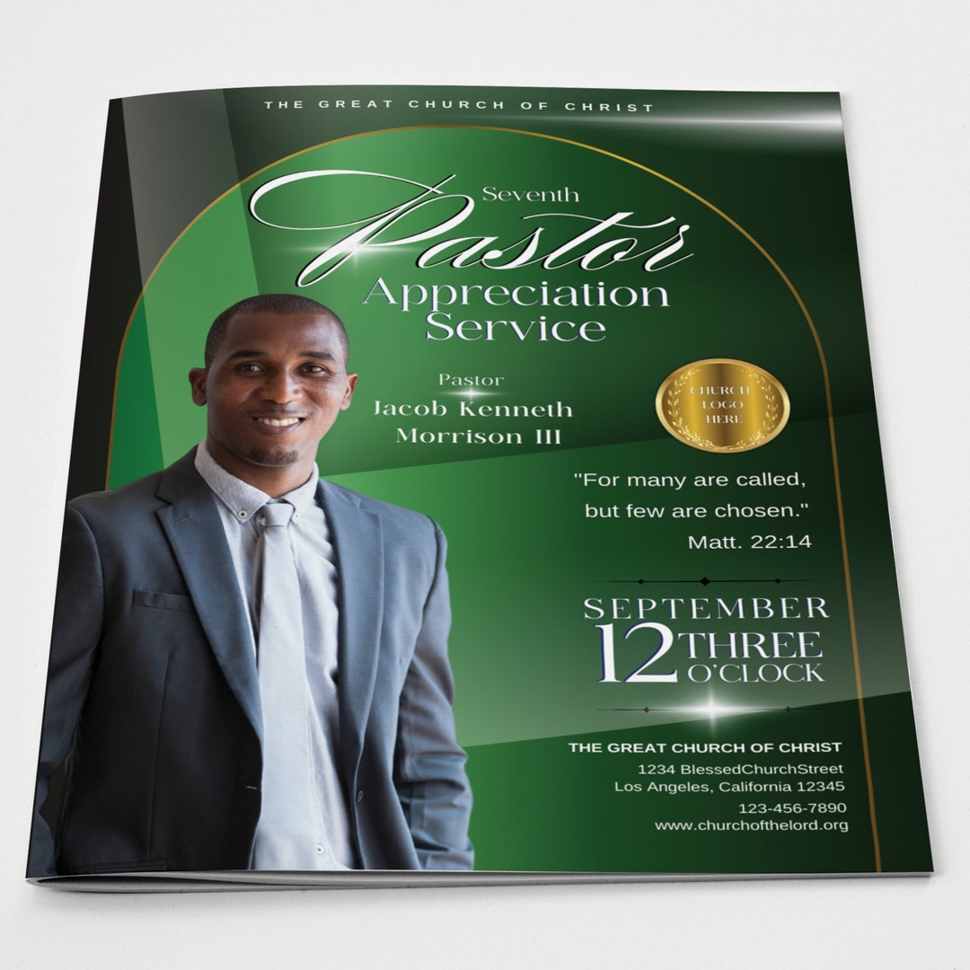 CANVA Pastor Church Anniversary Program | Canva Template | Rich Green ...