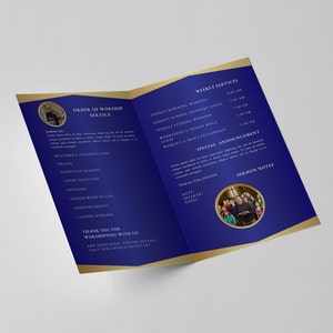 CANVA Church Anniversary Program | Pastor Anniversary Blue Gold ...