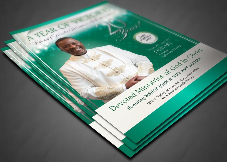 CANVA Emerald Green Church Program | Editable Front and Back Template ...