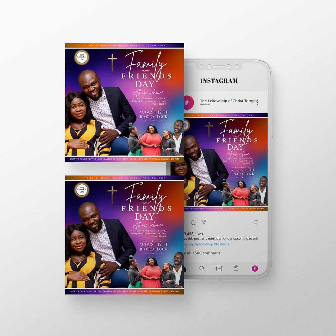 CANVA Family Friends Day Church Flyer Invitation | Canva | Church Family Day Announcement ...