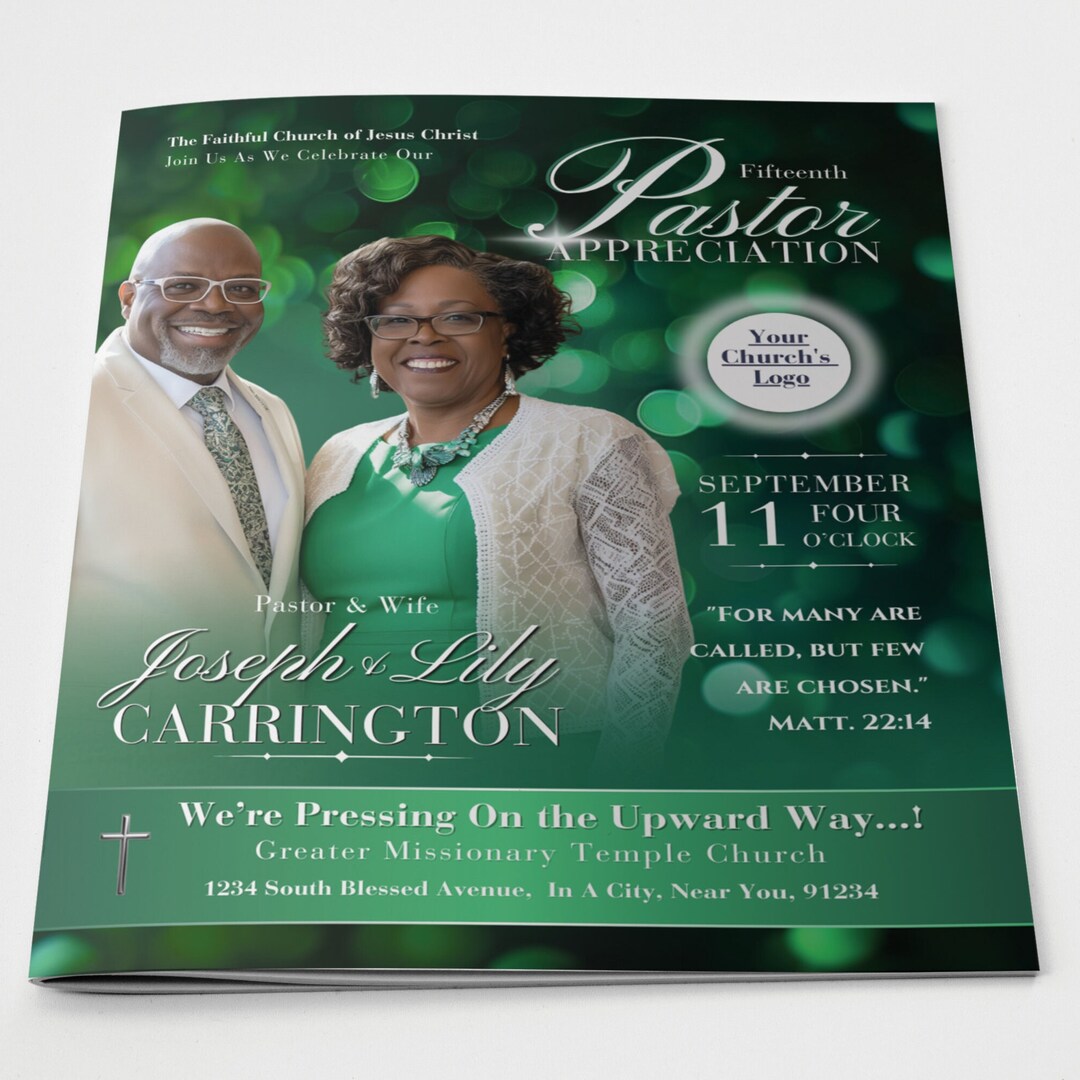 CANVA Pastor Appreciation Program - Dynamic Emerald Green | Editable ...