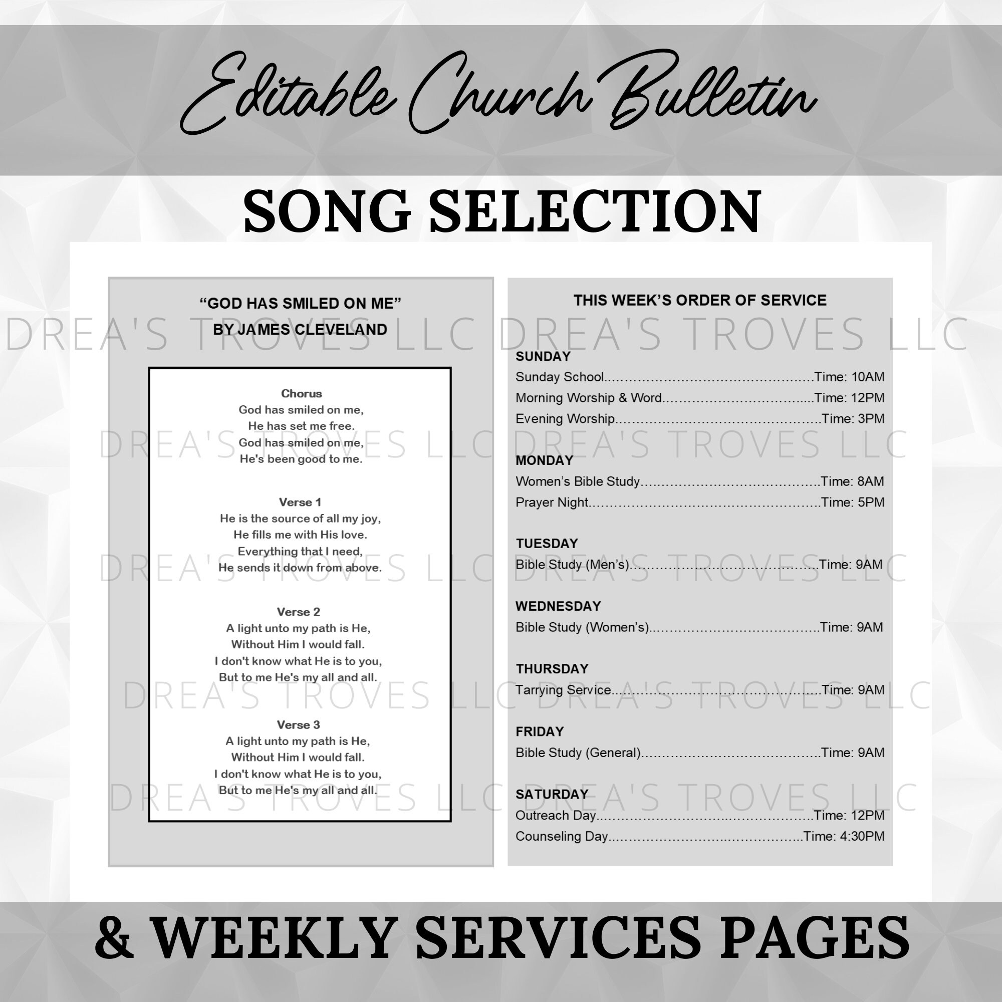 Editable Church Worship Program Template | Microsoft Publisher Bifold ...
