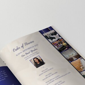 Blue & Gold Pastor Anniversary Program Template | Church Booklet (canva ...