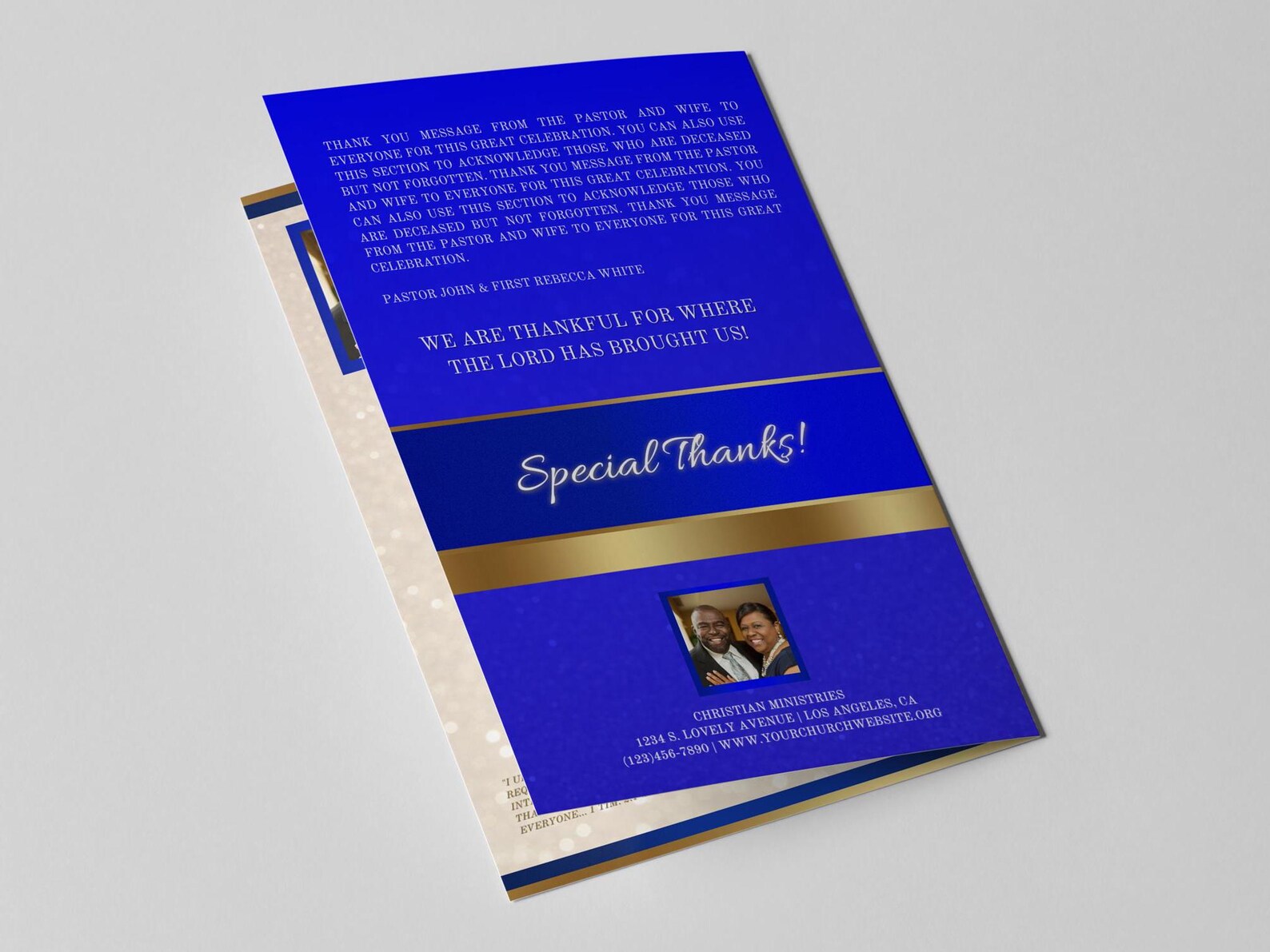 Royal Blue & Gold Church Program Template | Anniversary, Pastoral ...