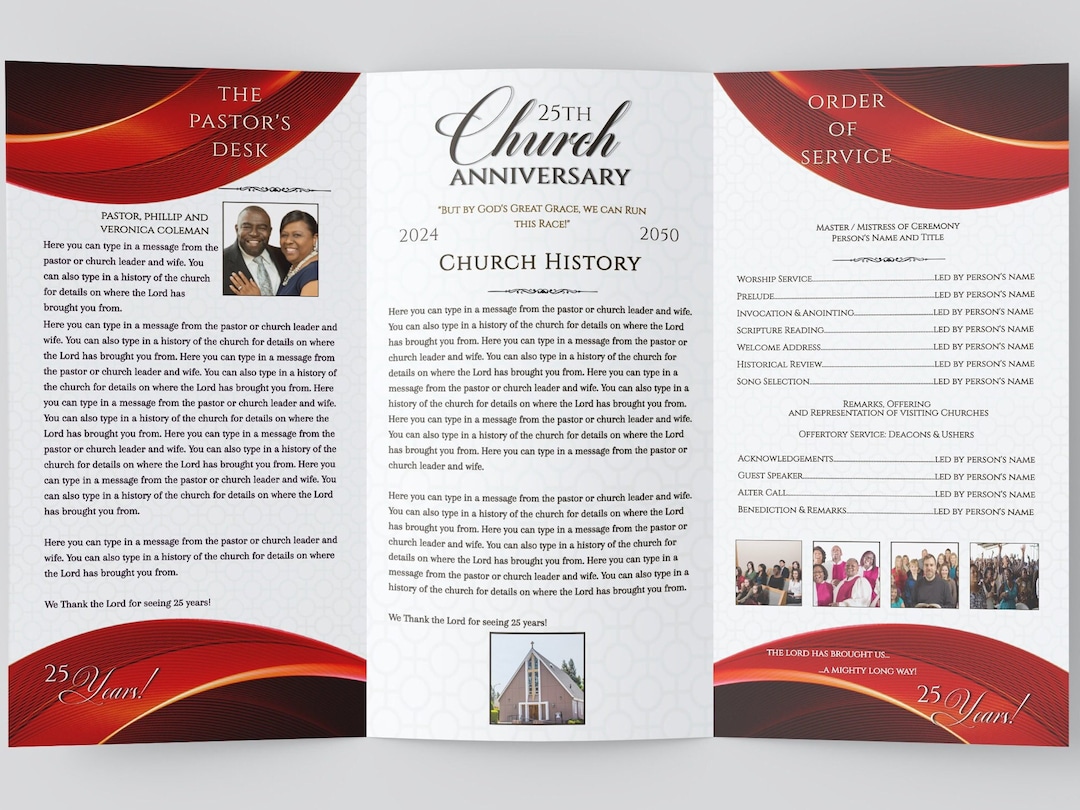 CORJL Pastor and Wife Church Anniversary Program | Editable Template in ...