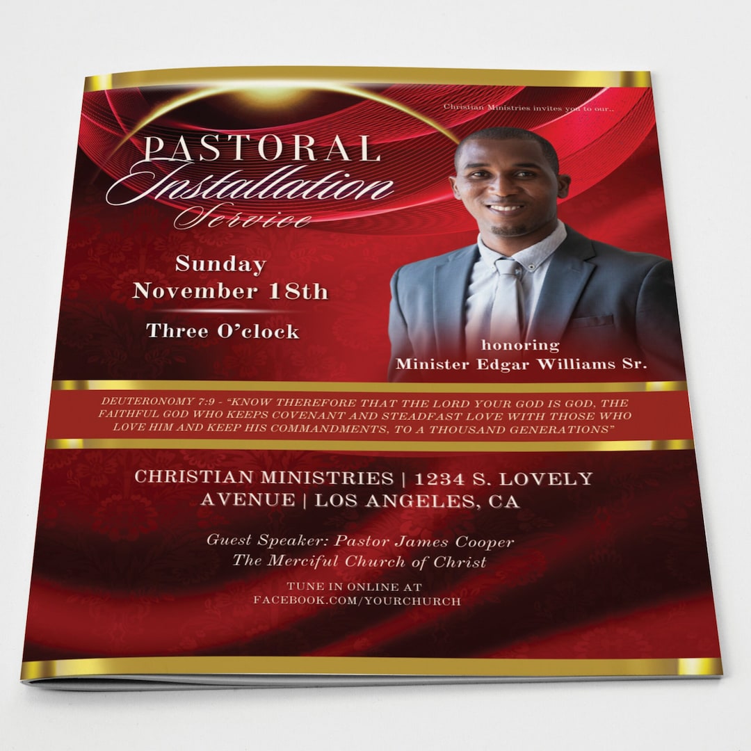 CANVA Red Church Service Program | Red Gold Book | Pastor Inauguration ...