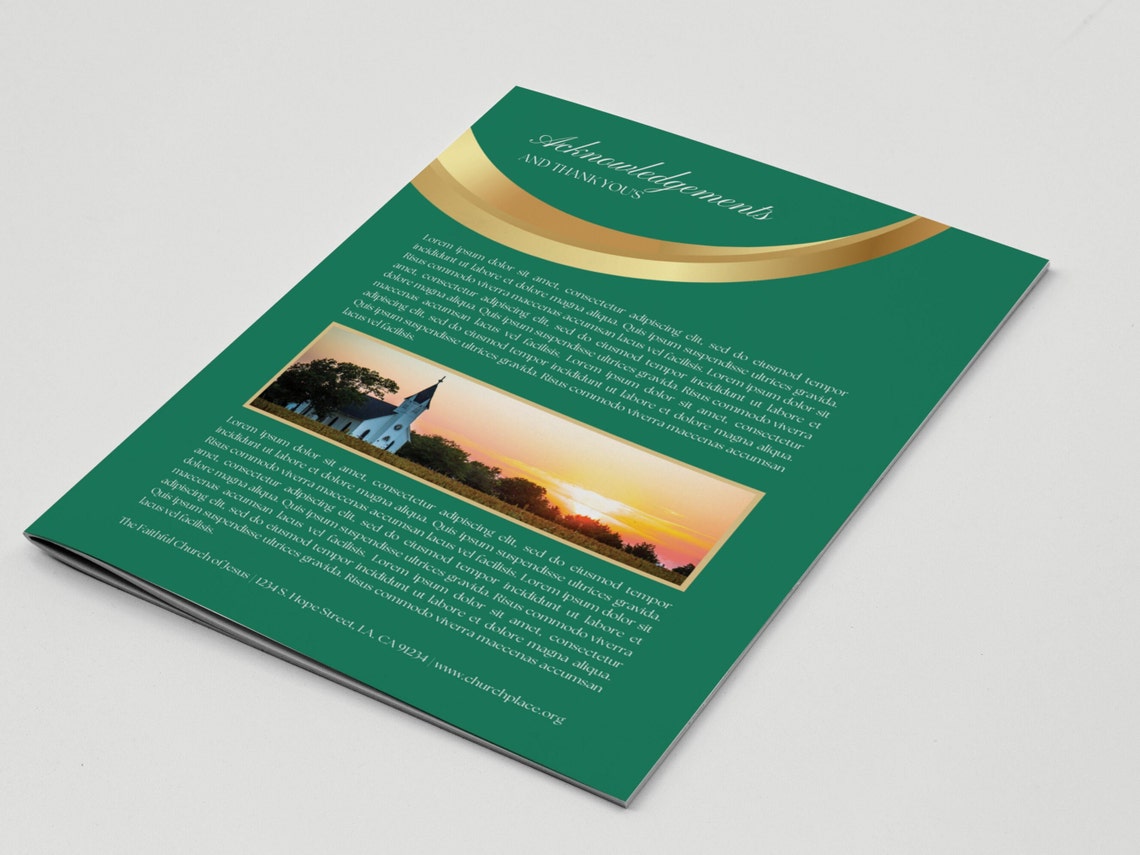 Emerald Green Church Anniversary Program Template | Canva Editable - Etsy