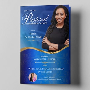 CANVA Pastoral Installation Service Brochure Purple, Blue & Gold ...
