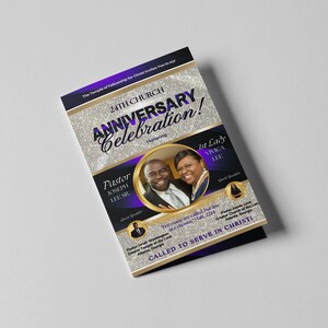 CANVA Church Anniversary Program | Editable Canva Template | Purple Joy ...