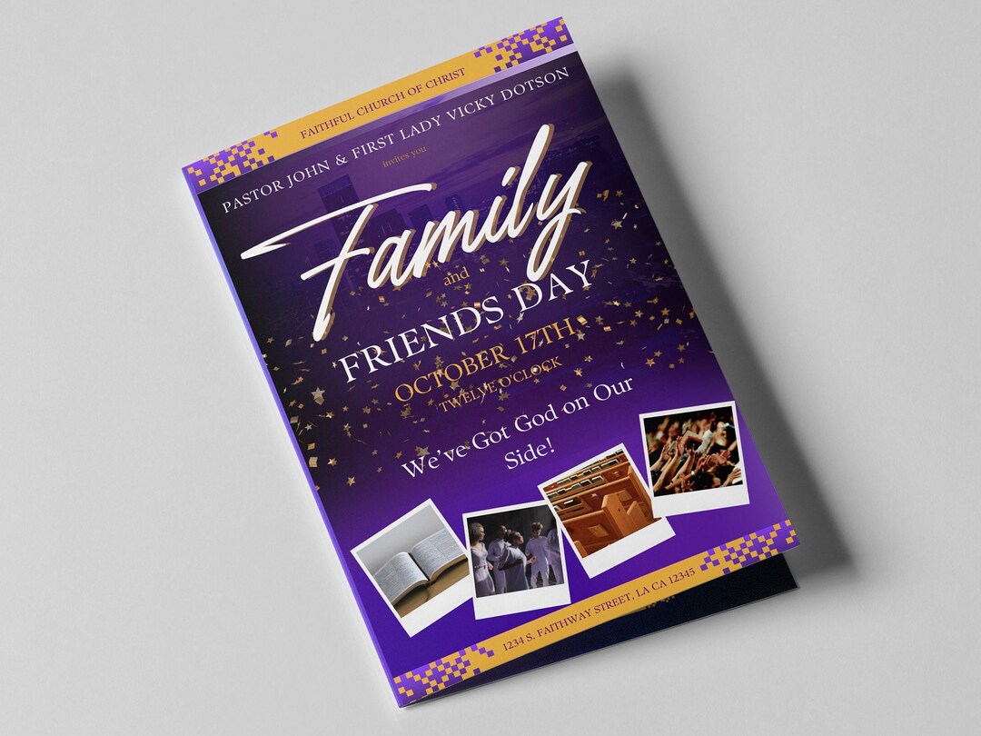 Family Day Church Program Template | Purple & Yellow (digital Download ...