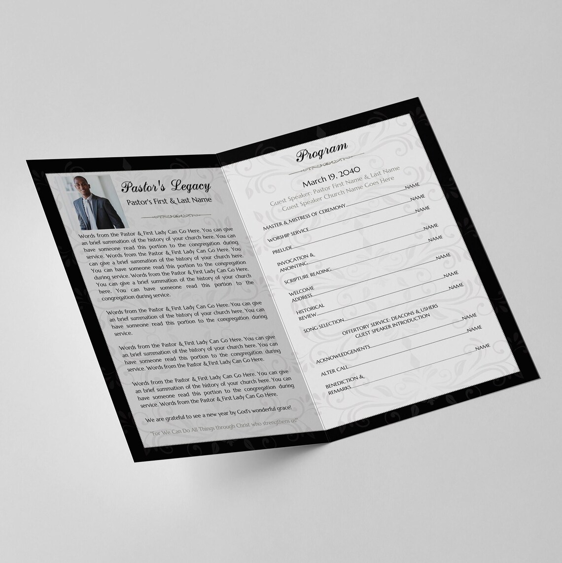 CANVA Pastor Appreciation Program | Editable Canva Template Bundle K200 ...
