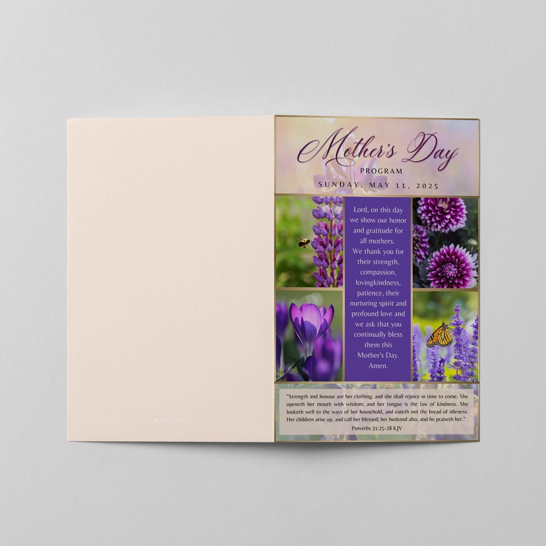 CORJL Editable Mothers Day Church Program | Corjl Template | Peach ...
