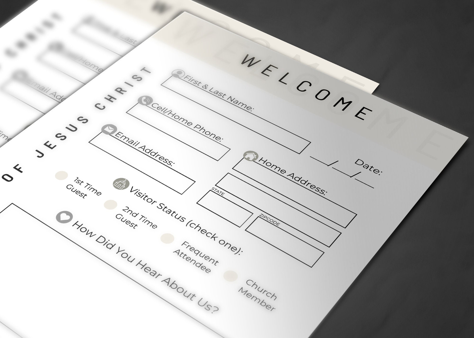 Modern Church Connection Card Template | Editable Design (5x7, 4x6) - Etsy