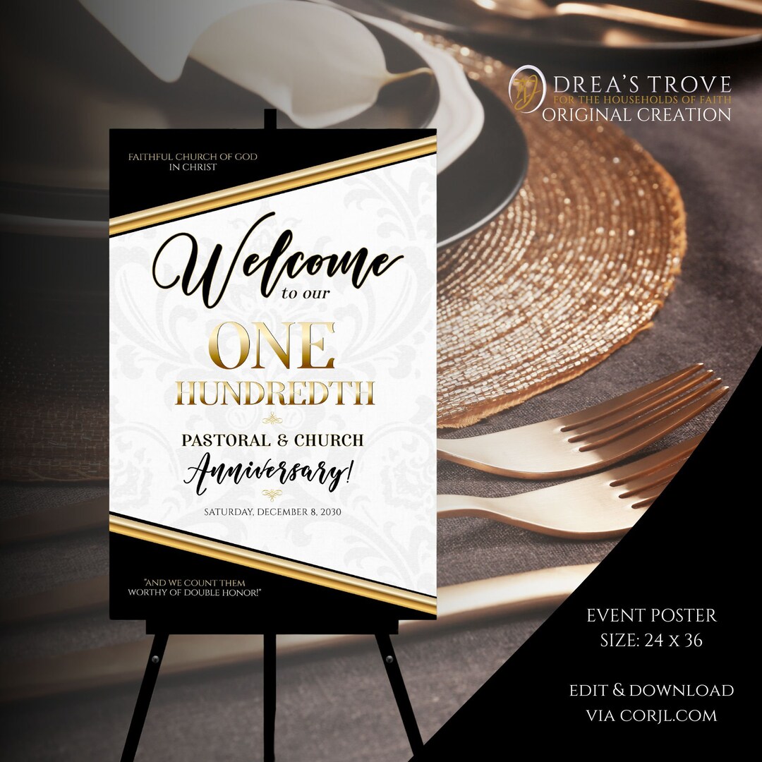 CORJL Black and Gold Church Anniversary Poster | Editable Template ...