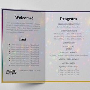 CANVA Christmas Program Template - Editable Bifold | Size: 11x8.5 ...