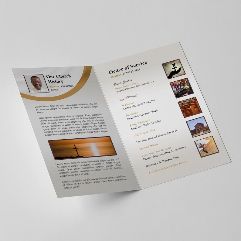 Pastor Appreciation Program Template | Gold Church Anniversary ...