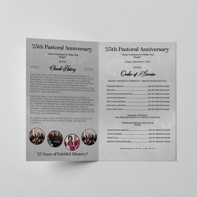 Editable Pastor Appreciation Program Template | Church Anniversary ...