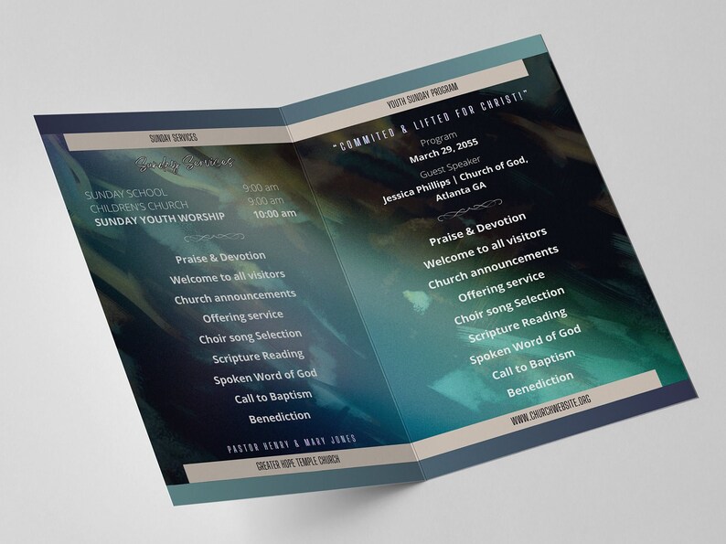 Youth Church Program Template | Back to School Event Brochure (canva ...