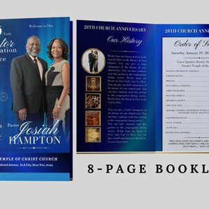 Royal Teal Church Anniversary Program Template | Editable 8-page ...