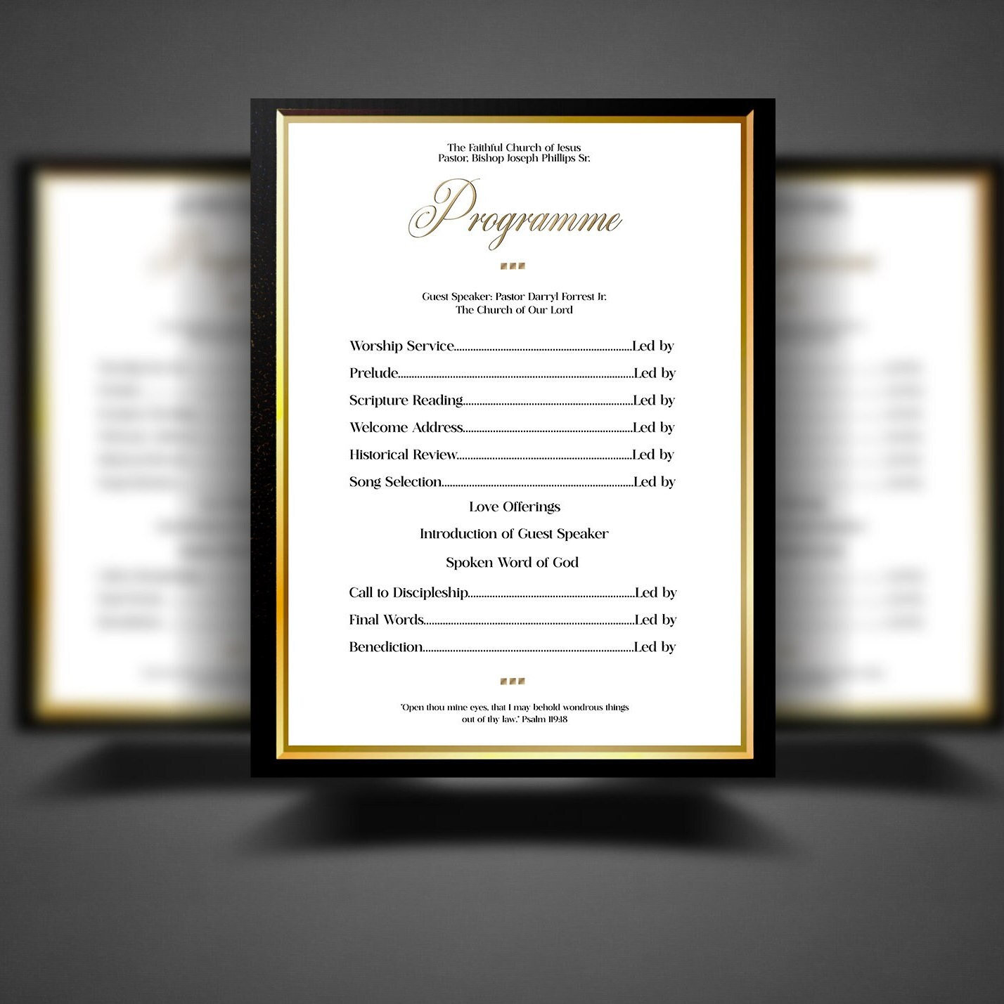 CORJL Church Anniversary Program - Black Gold | Editable | 8.5x11 & 8 ...