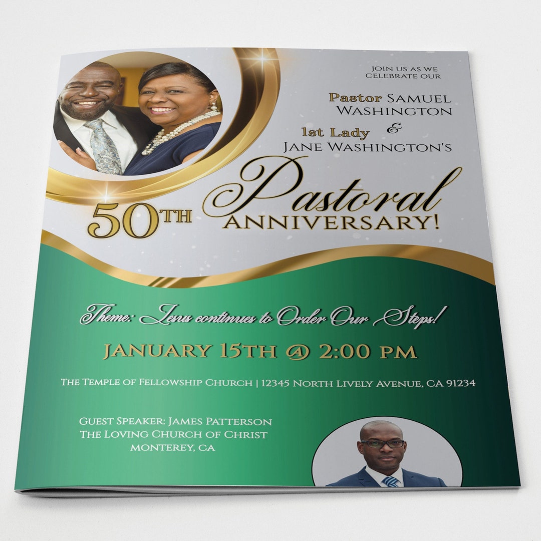 Pastor Appreciation/church Anniversary Editable Template - Emerald ...