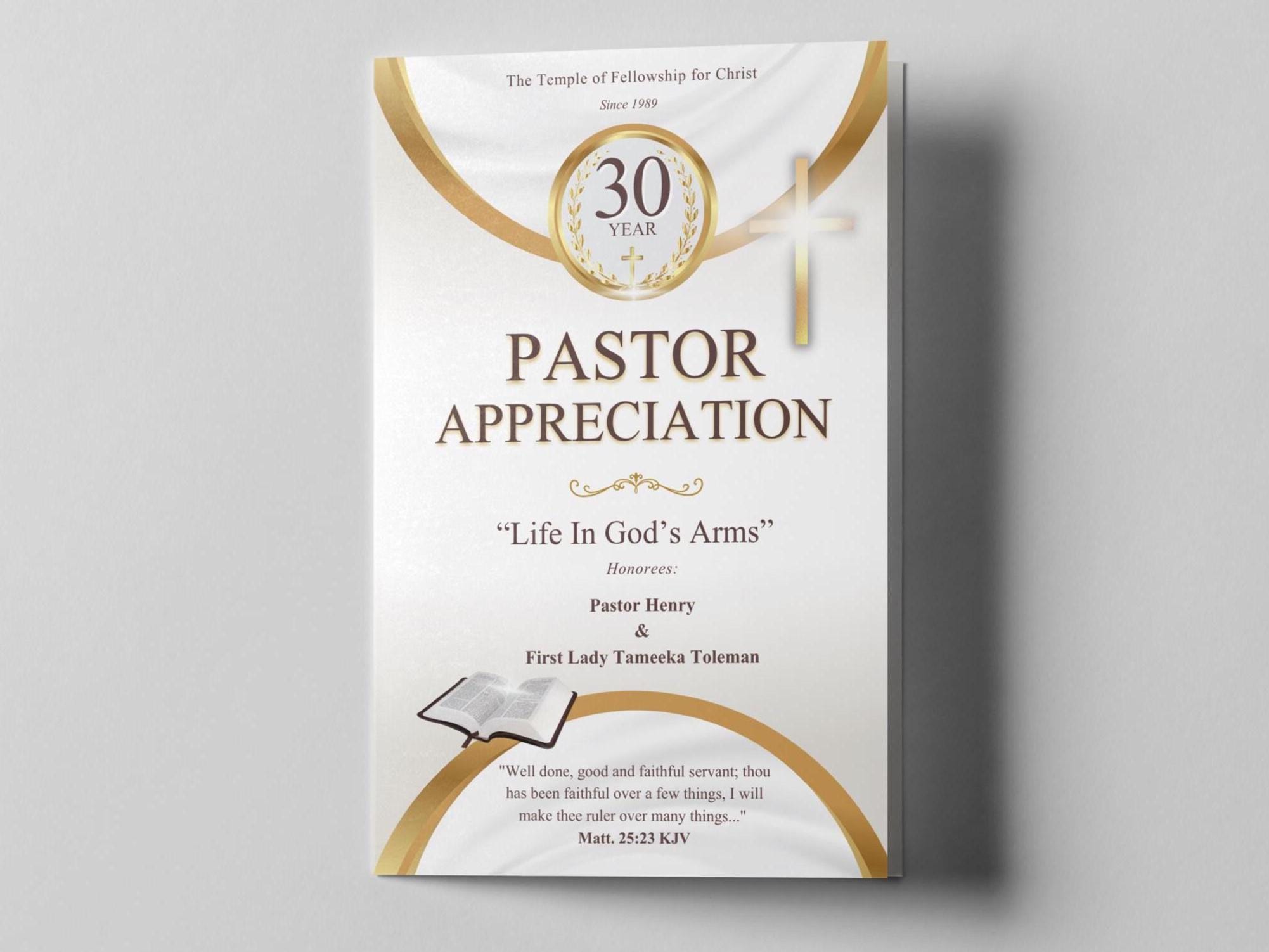 Pastor Appreciation Program Template | Gold Church Anniversary ...