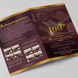 Church Anniversary Program Template | Editable Within Corjl | Burgundy ...