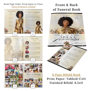 CANVA Floral Obituary Template | Gold Magazine Funeral Program ...