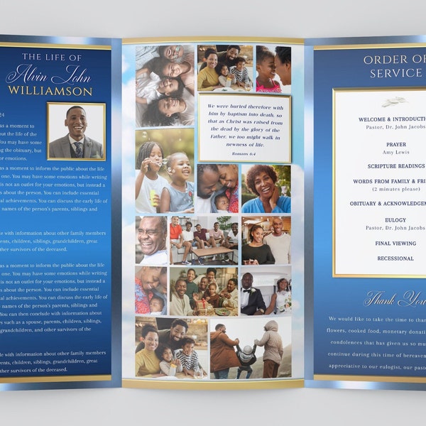 Obituary Template for Men - Etsy