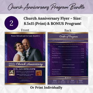 CANVA Church Anniversary Program | Bundle | Deep Purple Gold | Bifold ...