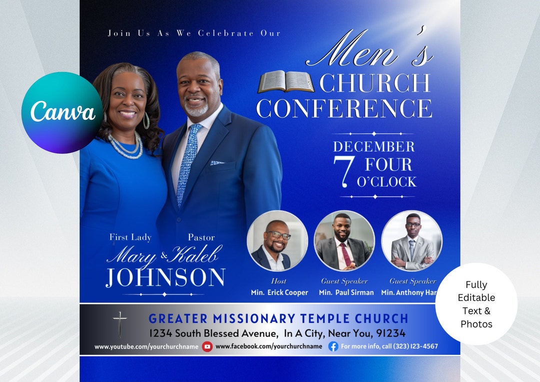 CANVA Mens Church Conference Flyer Mens Church Service Flyer Mens ...
