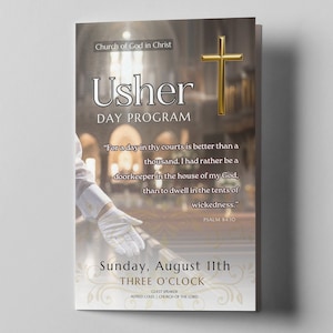 CANVA Church Usher Anniversary Day Program 11x8.5 US Letter Bulletin ...