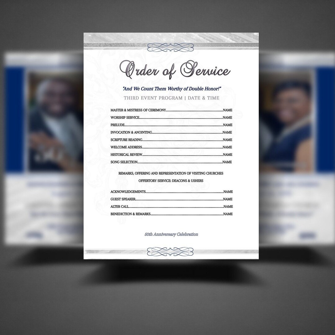 CORJL Church Anniversary Double Sided Program - Any Blue Silver ...