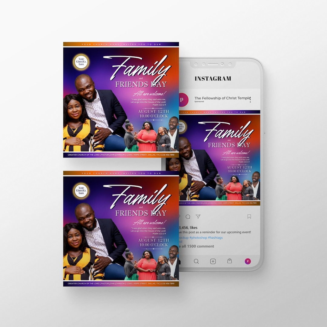 Church Family & Friends Day Flyer Invitation | Canva Template - Etsy