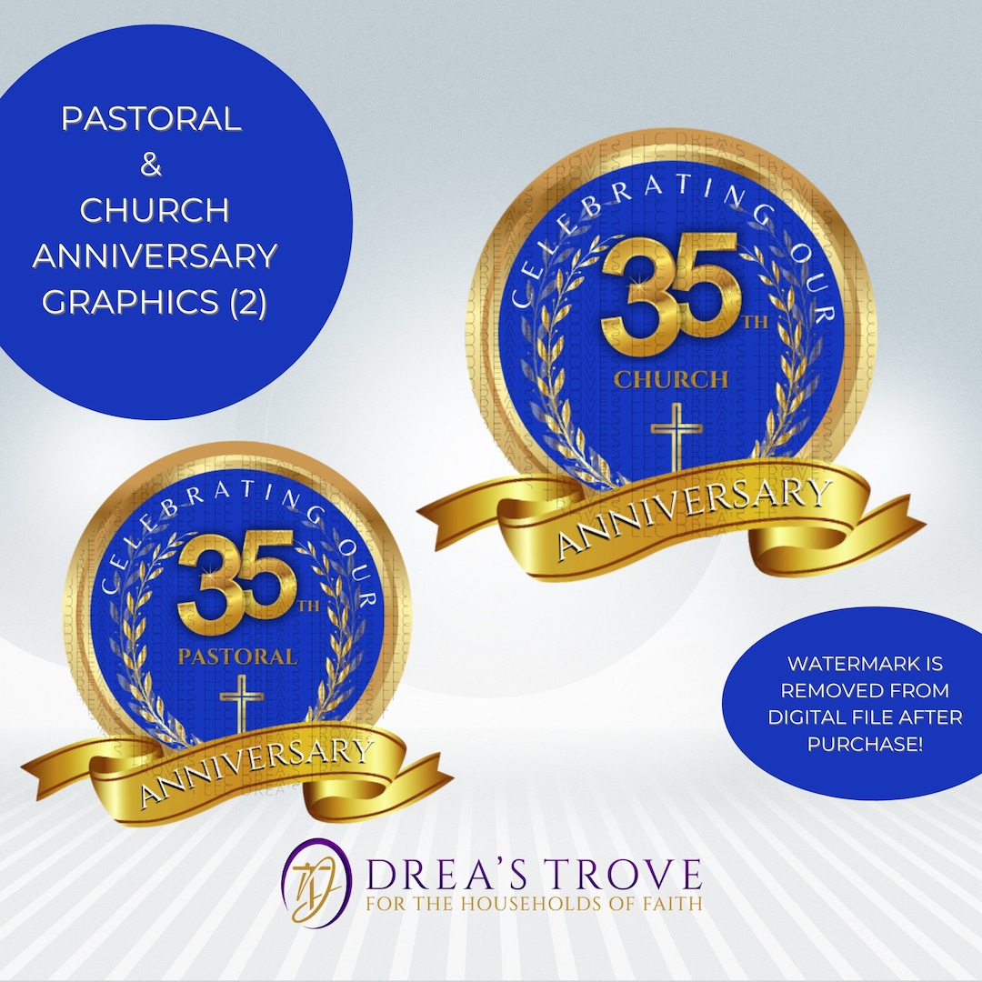 Church Anniversary | Pastor Appreciation Graphic Logo | 35 Year - Royal ...
