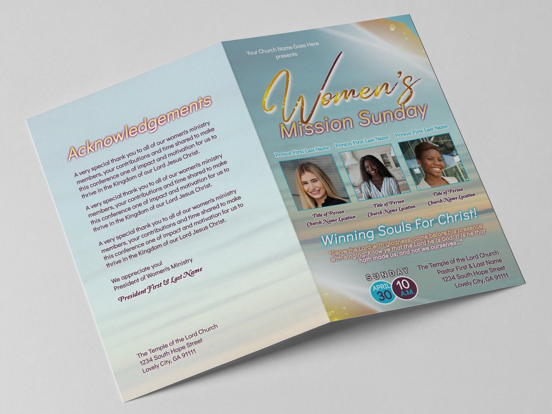 CORJL Womens Church Program | Editable | Joyous Turquoise Sunset ...