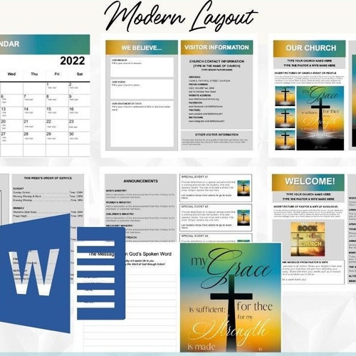 Editable Church Worship Program Template Microsoft Publisher - Etsy