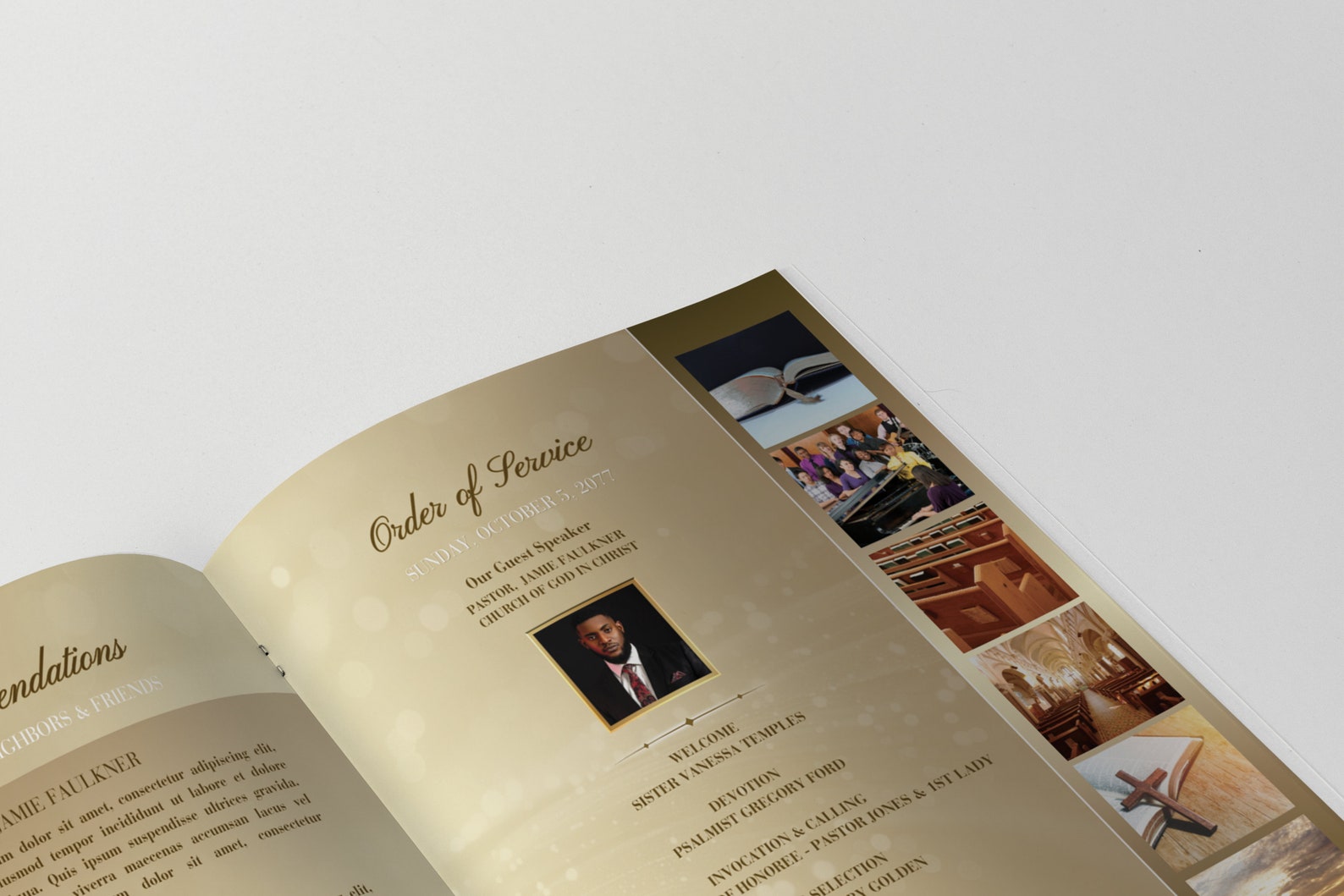 CANVA Church Program Template Dynamic Cream Gold Size: 17x11 ...