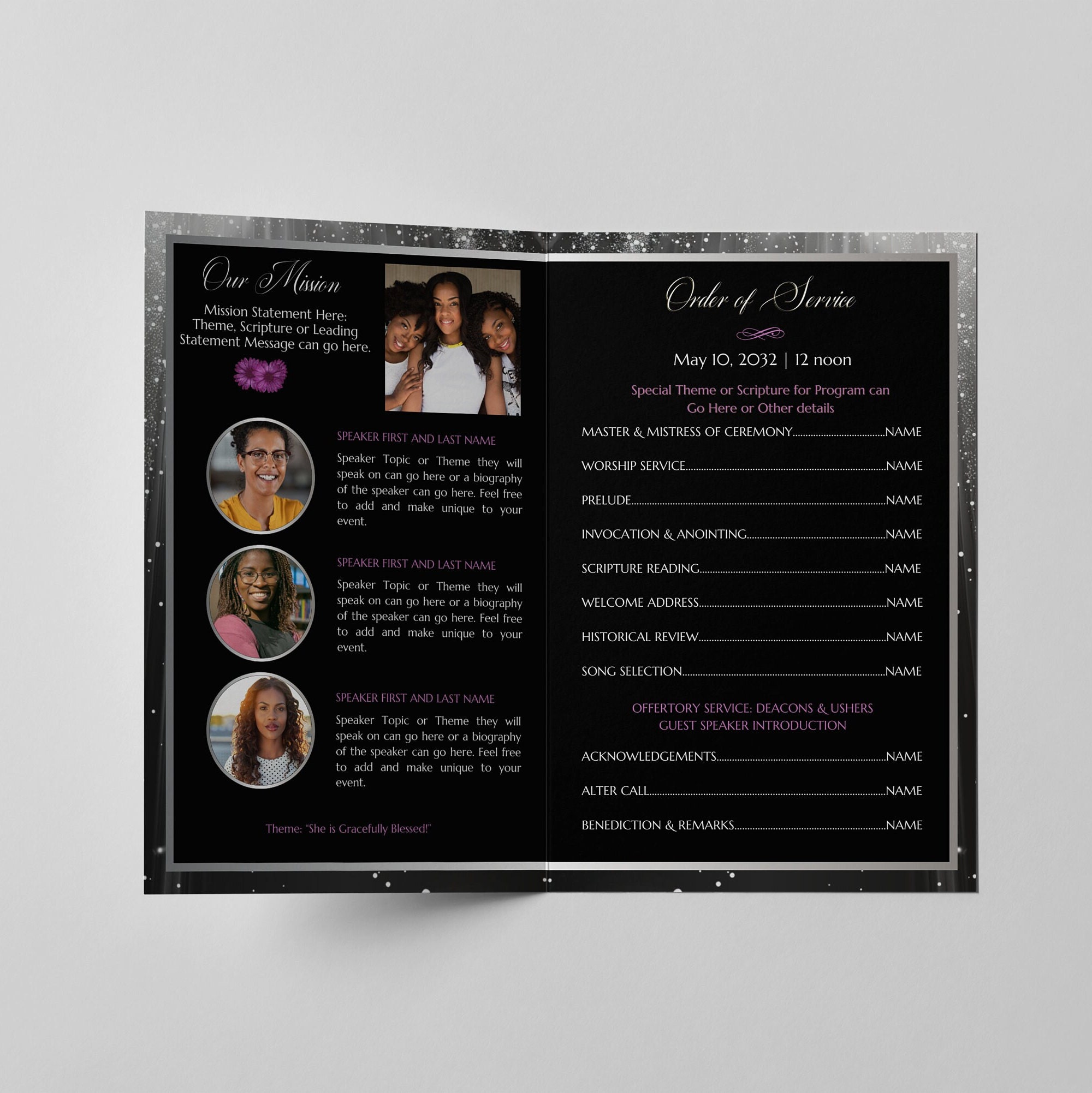 Women's Church Program Template | Conference, Retreat (editable Canva ...