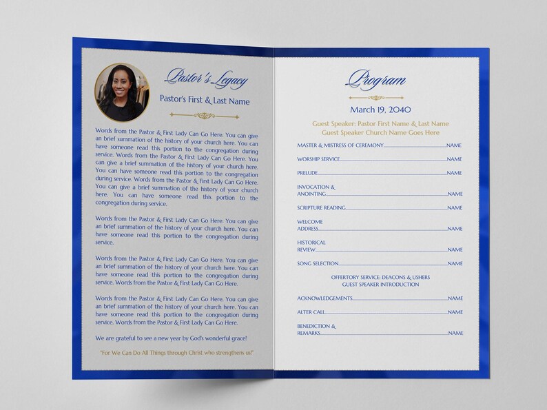 Pastoral Installation Program Template | Church Inauguration (digital ...