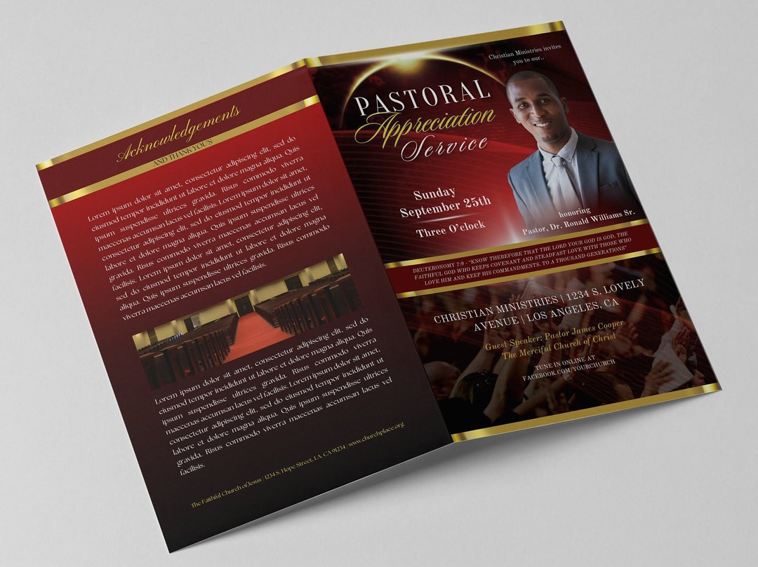 CANVA Church Program Template | Ignite Red & Gold | Size: 11x8.5 ...
