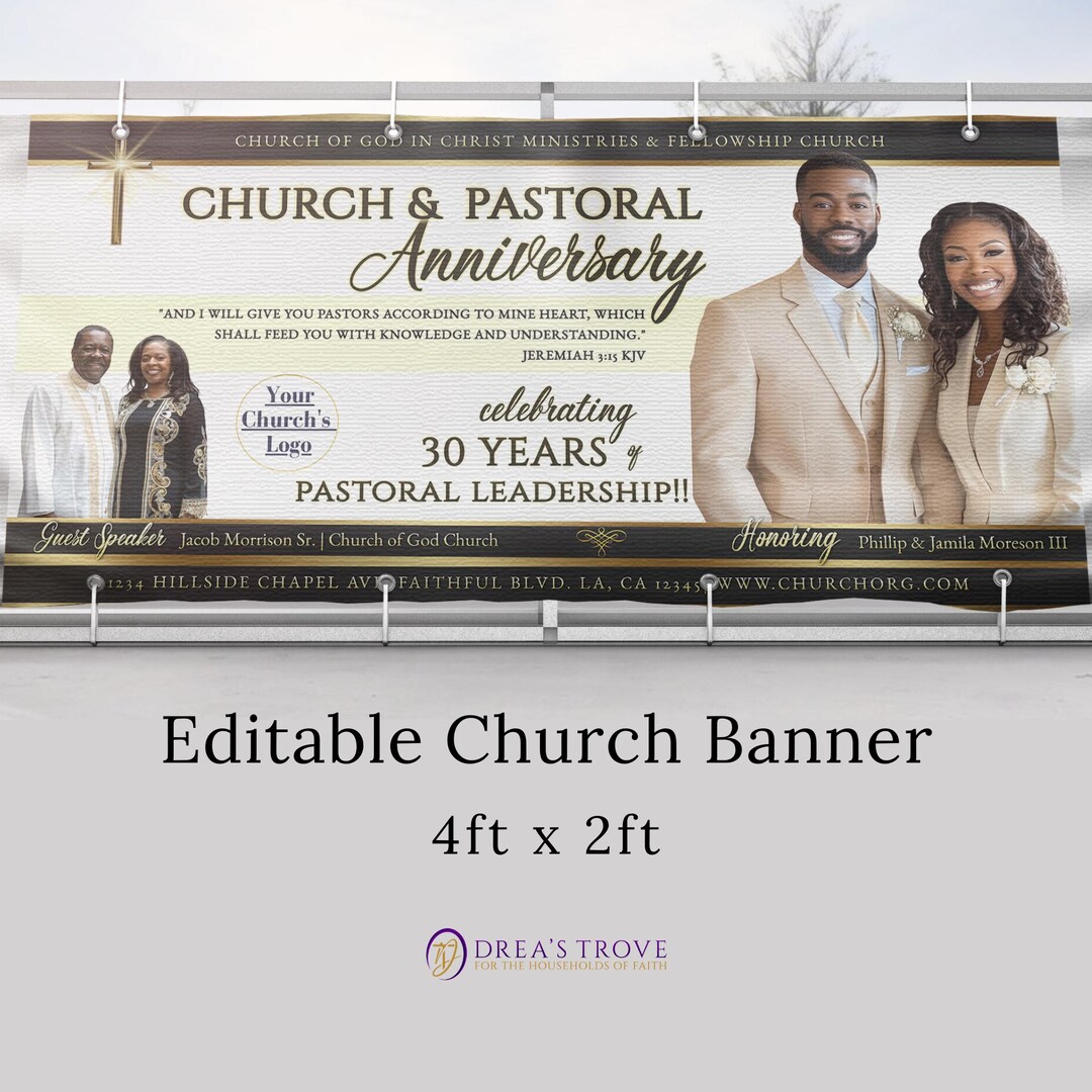 CORJL Church Anniversary Banner Template | Pastor Appreciation | Black ...