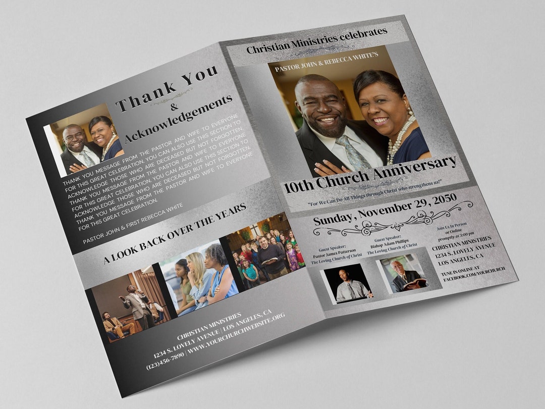 Pastor Appreciation Program Editable Canva Template Soft Silver & Black ...