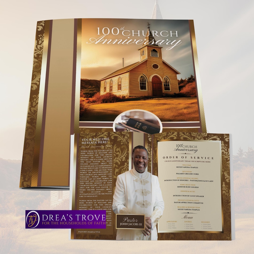 CANVA Church Anniversary Program | Editable Canva Template - Fall Brown ...