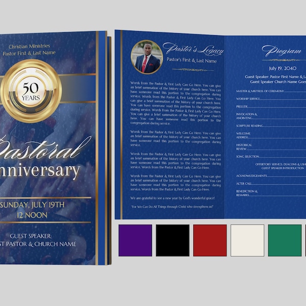 Pastor Anniversary Program Template - Etsy