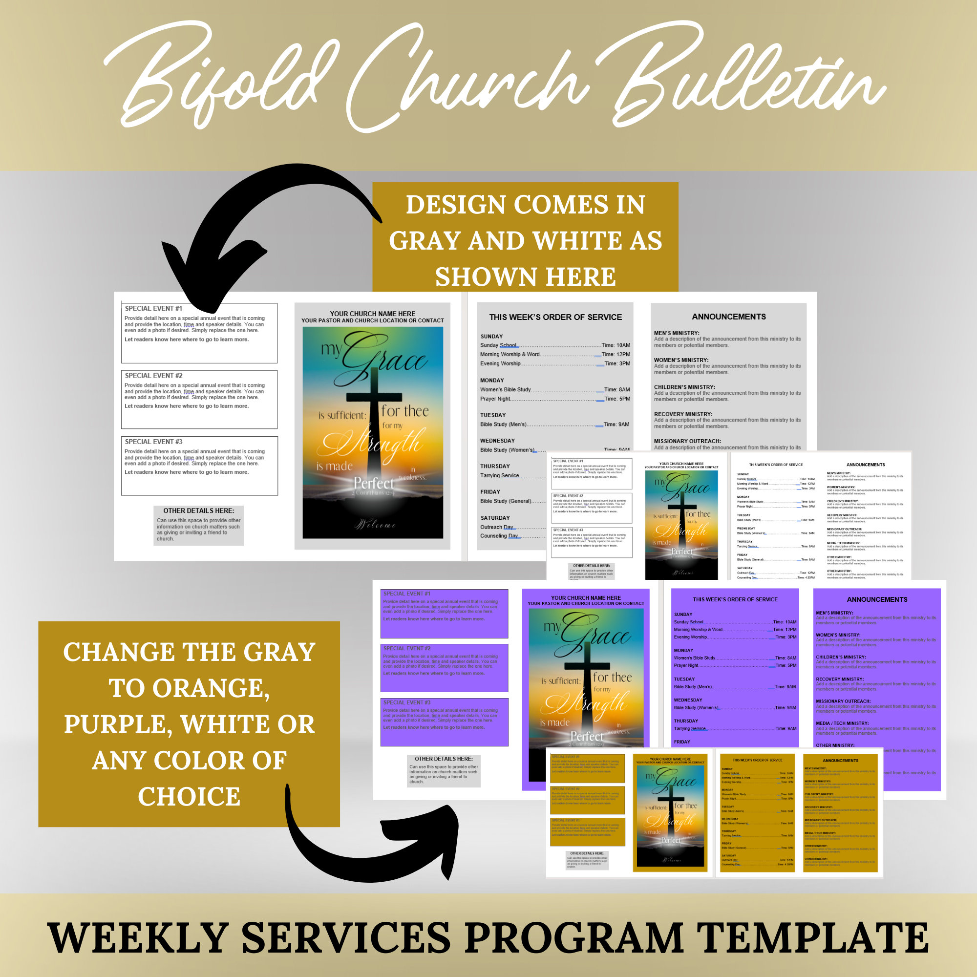 Editable Church Bulletin Template | Weekly Service Program (microsoft ...