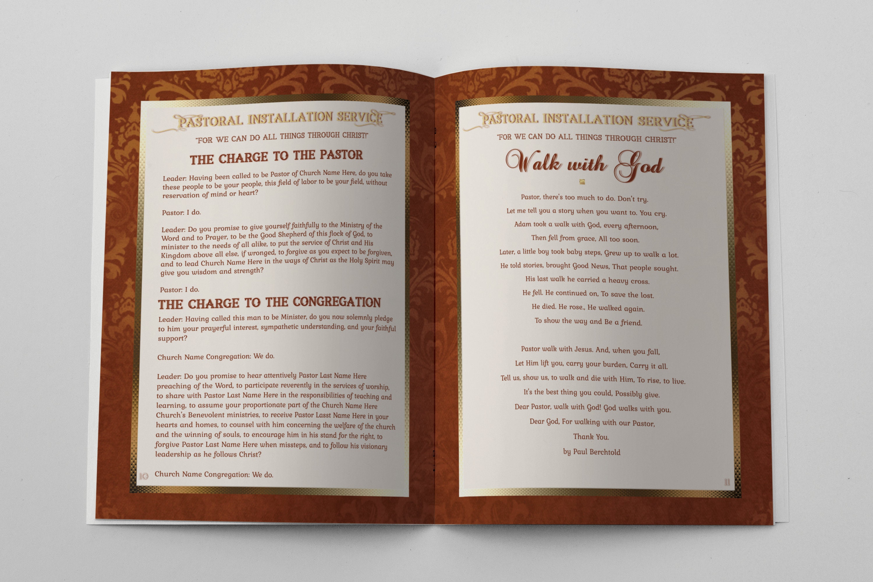 CORJL Pastoral Installation Pastor Program Template | Editable in Corjl ...