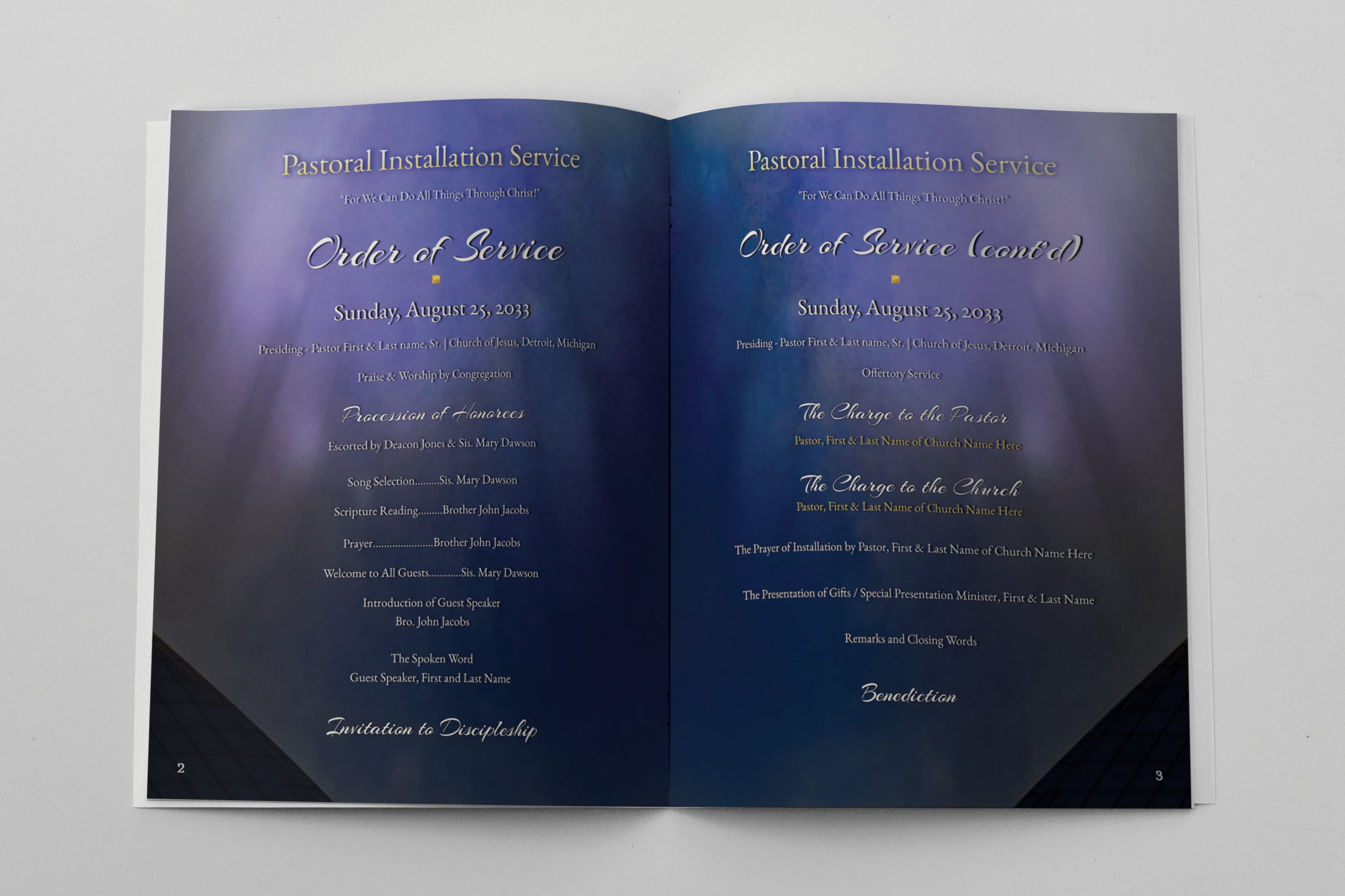 CORJL Pastoral Installation Program & Invitation Flyer Template ...