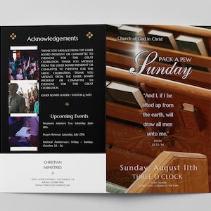 CANVA Church Usher Anniversary Day Program | 11x8.5 US Letter Bulletin | Canva Template Design ...