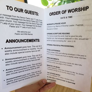 MICROSOFT Editable Church Bulletin Template | 4 Pages (microsoft Word ...